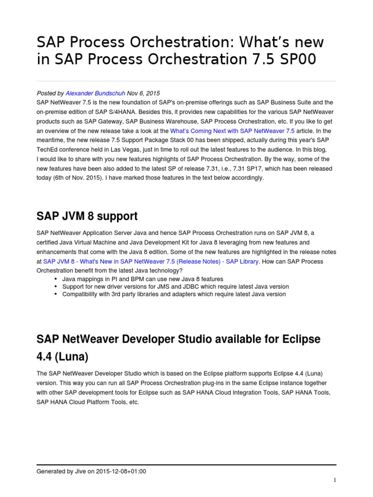 What S New in Sap Process Orchestration 75 Sp00 | PDF | Eclipse ...