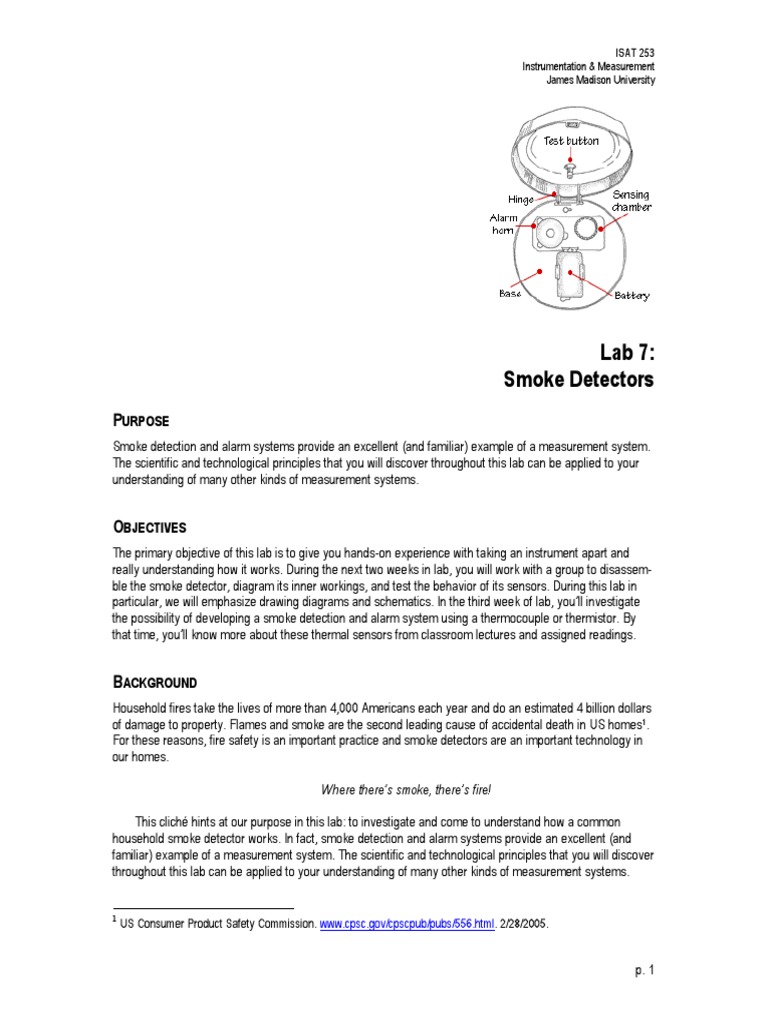 Lab 7: Smoke Detectors: Urpose | PDF | Smoke | Chemistry