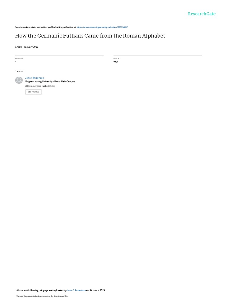 How The Germanic Futhark Came From The Roman Alpha | PDF | Runes | Phoneme