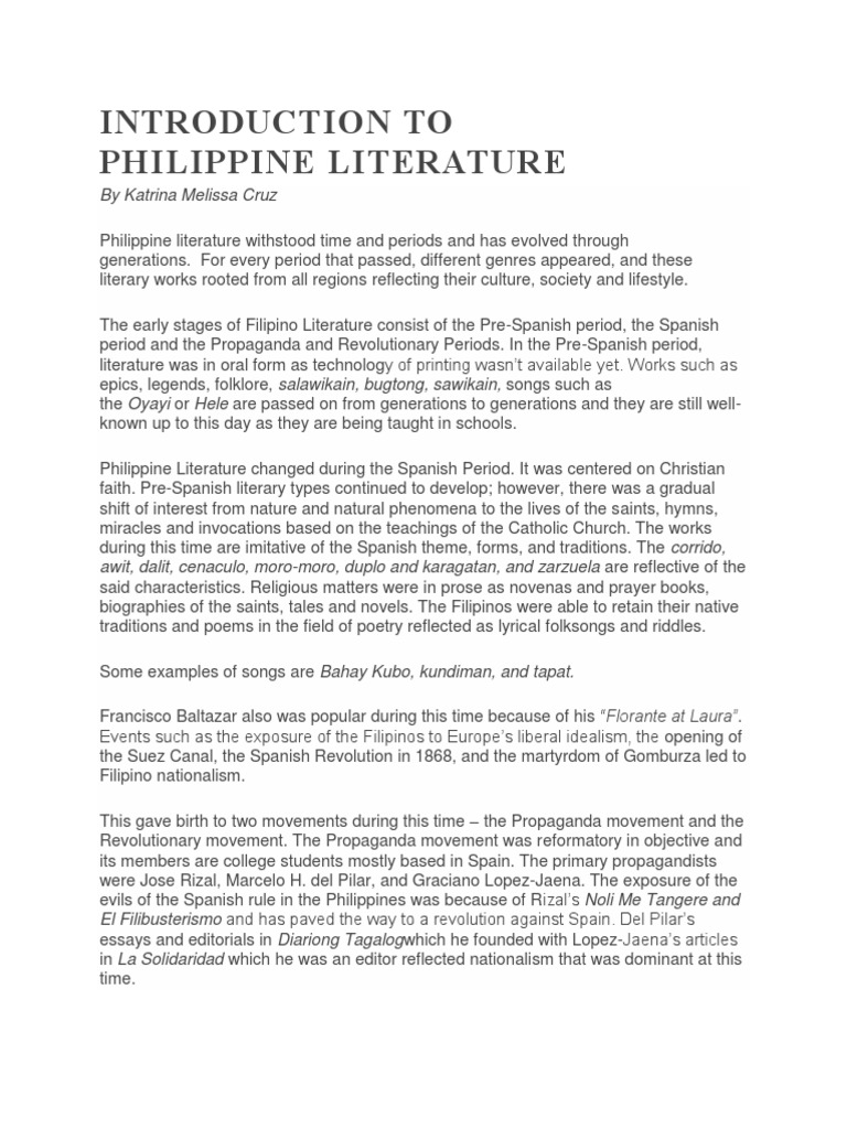 Introduction To Philippine | PDF | Poetry