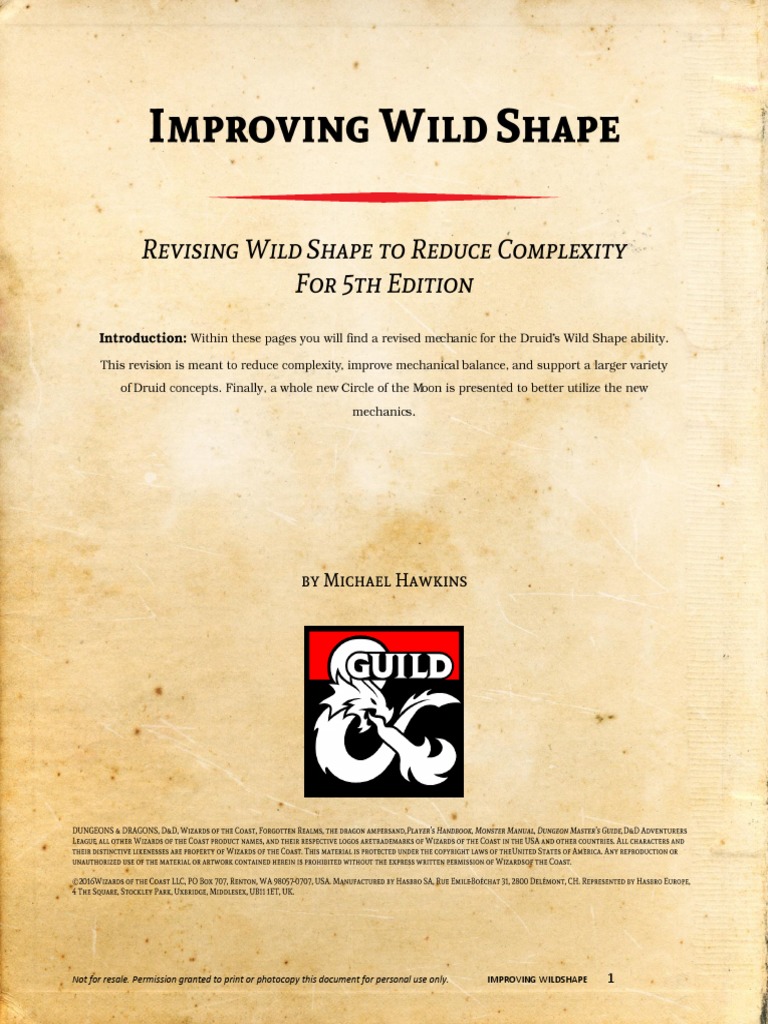 Improving Wild Shape | PDF