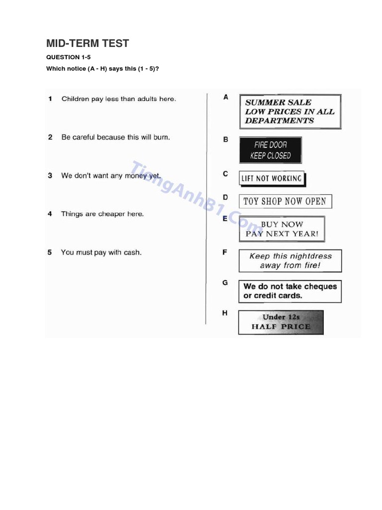 A2 Practice Test | PDF