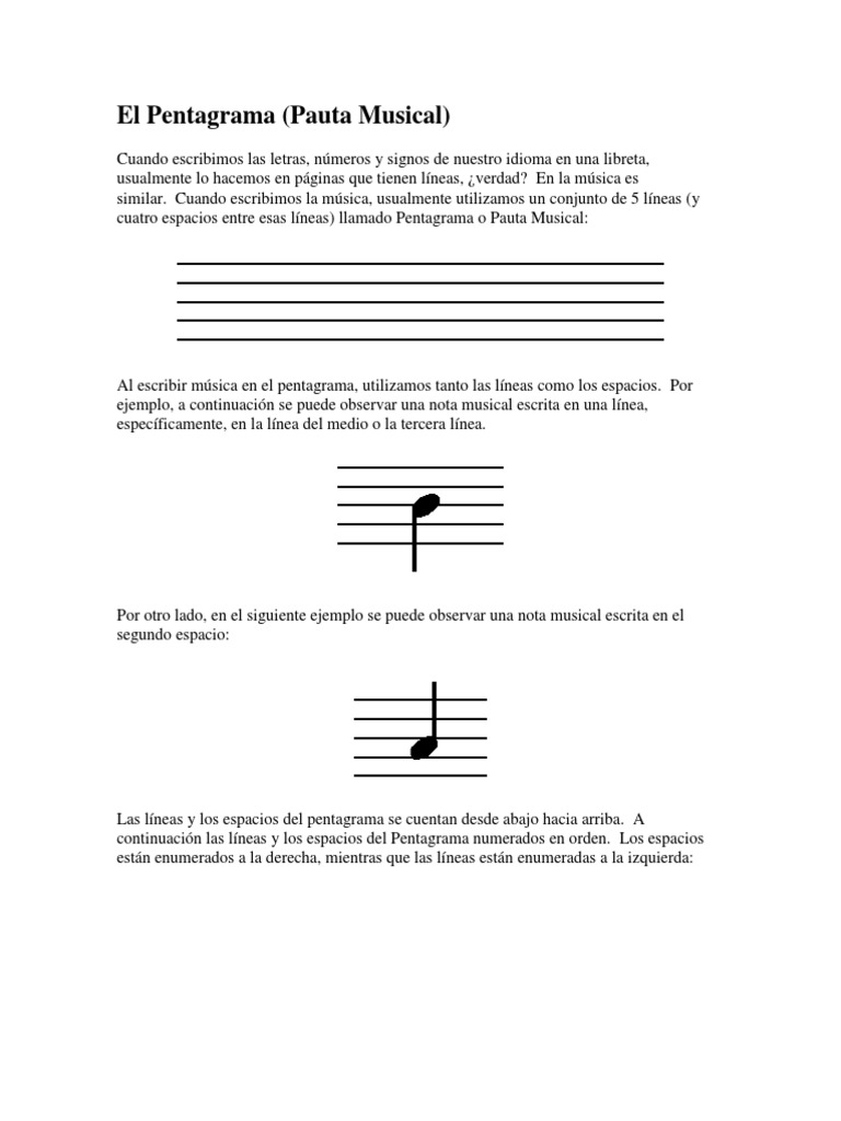 Introducción al Pentagrama Musical | PDF | Clave | Elementos de la música