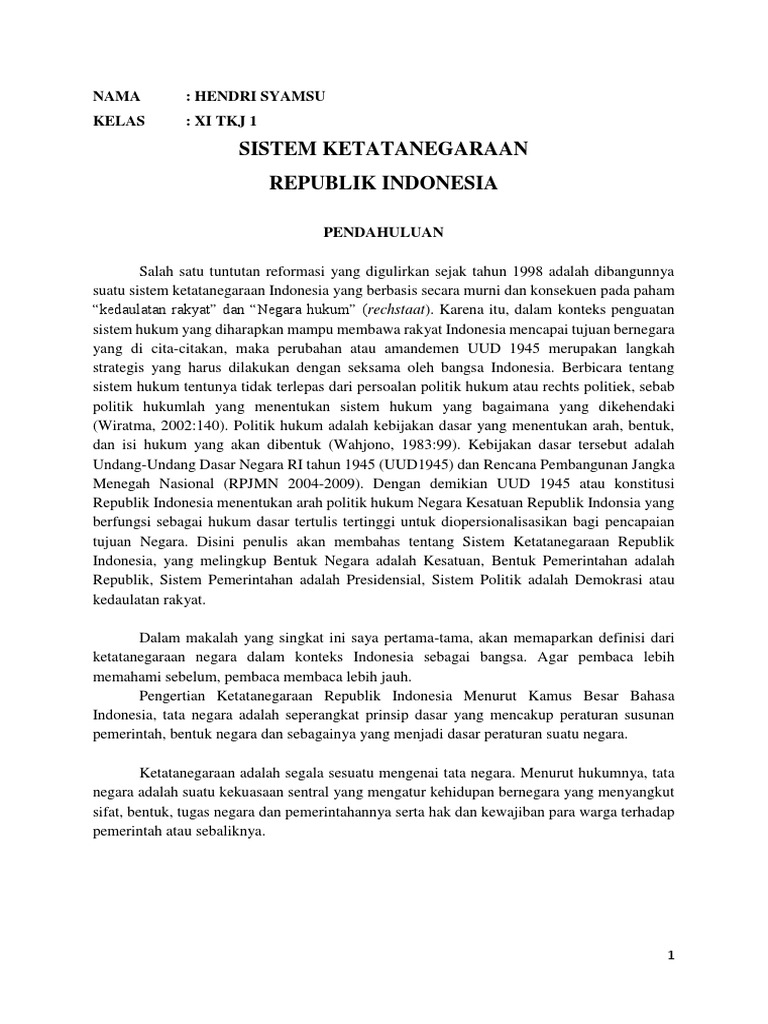 Makalah Sistem Ketatanegaraan Indonesia Pdf 
