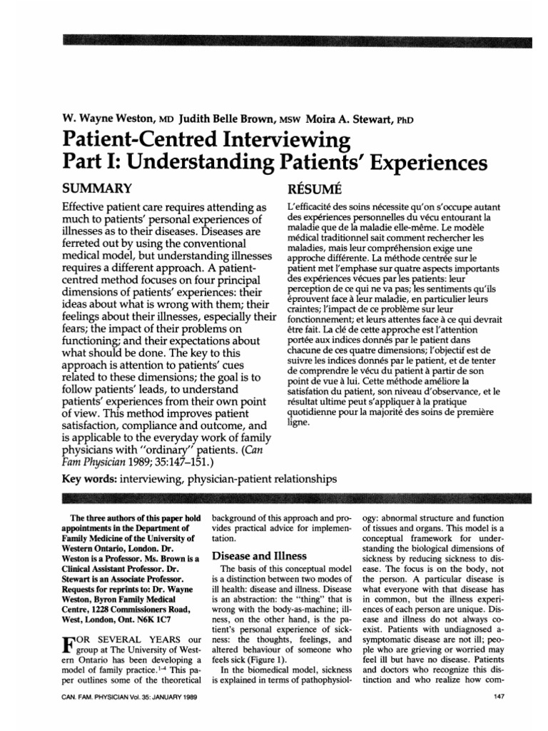 Patient Centered Interview | PDF | Physician | Patient