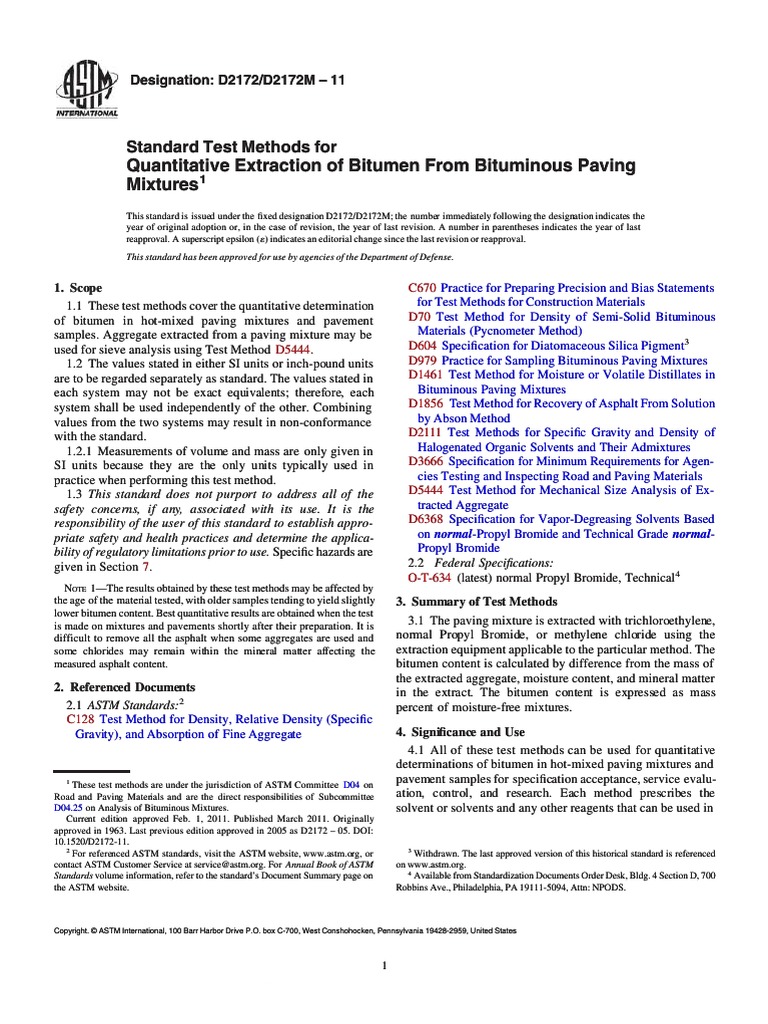 Astm-D2172 PDF | PDF | Asphalt | Centrifuge
