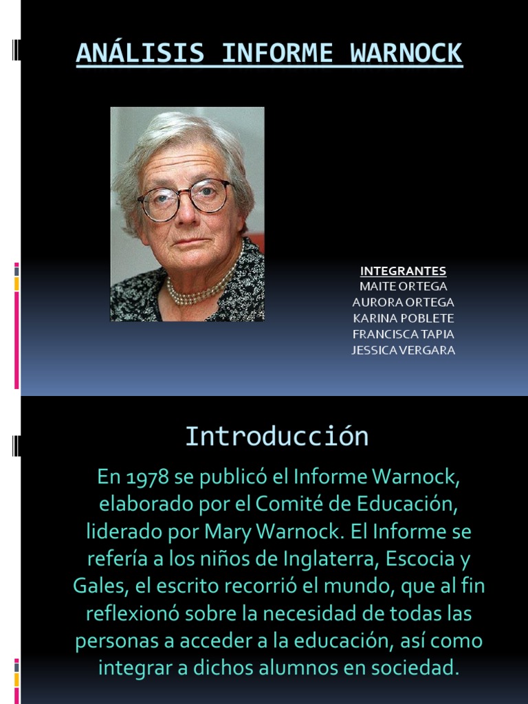 ANÁLISIS INFORME WARNOCK.pptx | Educación especial | Enseñando