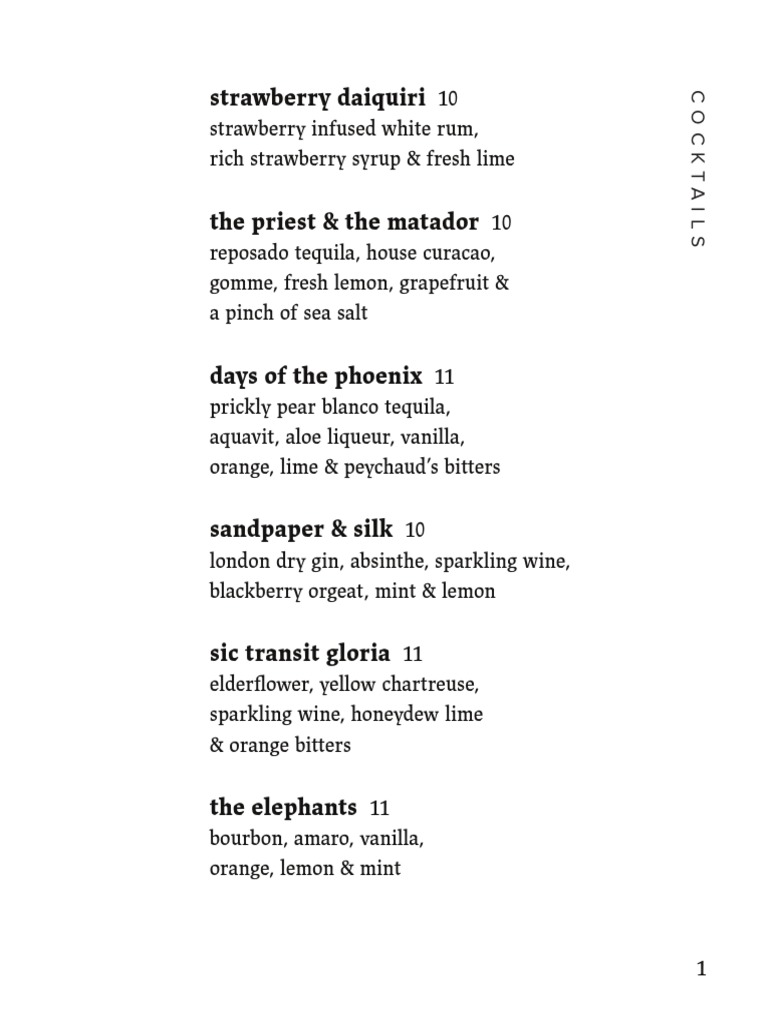 Small Bar Menu | PDF | Alcoholic Drinks | Distilled Drinks