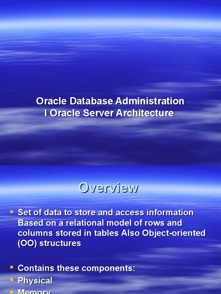 Oracle Database Administration: Server Architecture and Instance Overview | PDF | Cache ...
