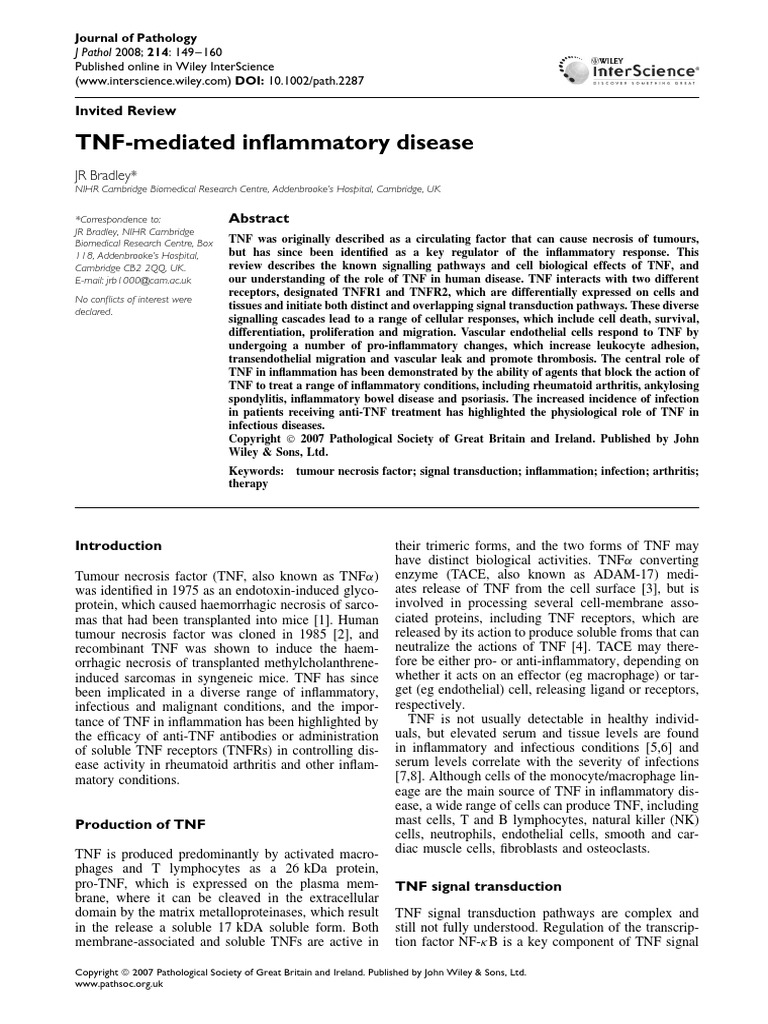 TNF Mediated Inflammatory Mediators | PDF | Tumor Necrosis Factor Alpha | Inflammation