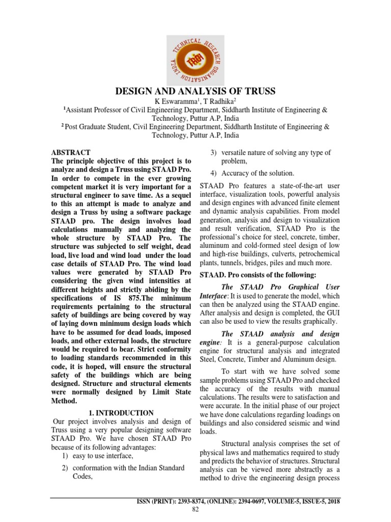 Design and Analysis of Truss: The STAAD Pro Graphical User Interface ...