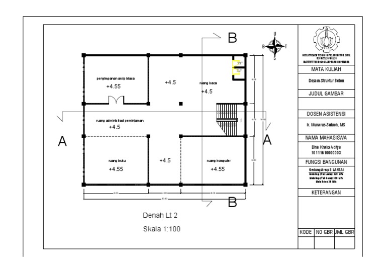 Floor Plan for the Second Level of an Archive Building with Dimensions ...