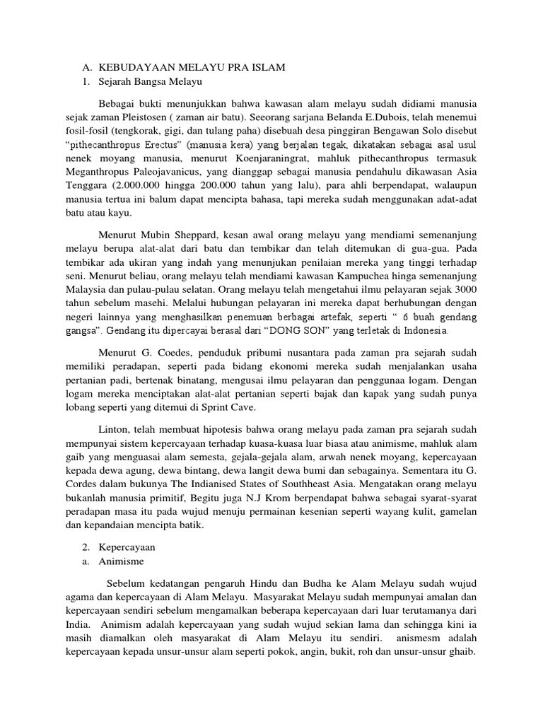 Kebudayaan Melayu Pra-Islam dan Animisme | PDF