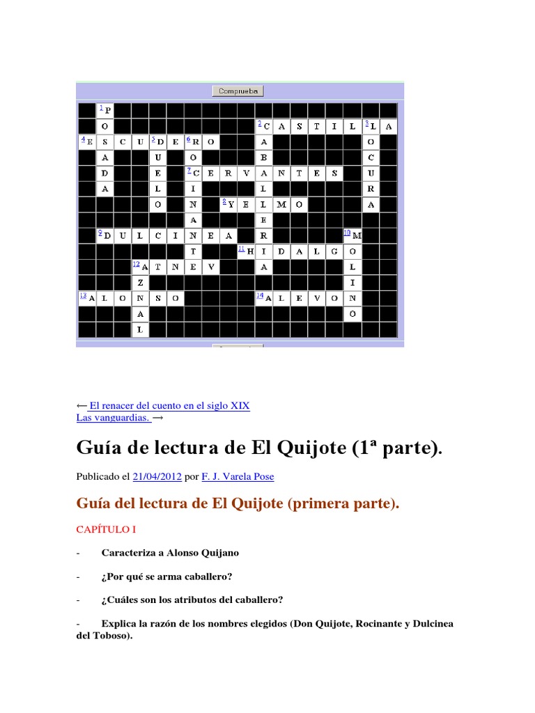 110670D Guia Don Quijote de La Mancha | PDF | Don Quijote | Novelas ...