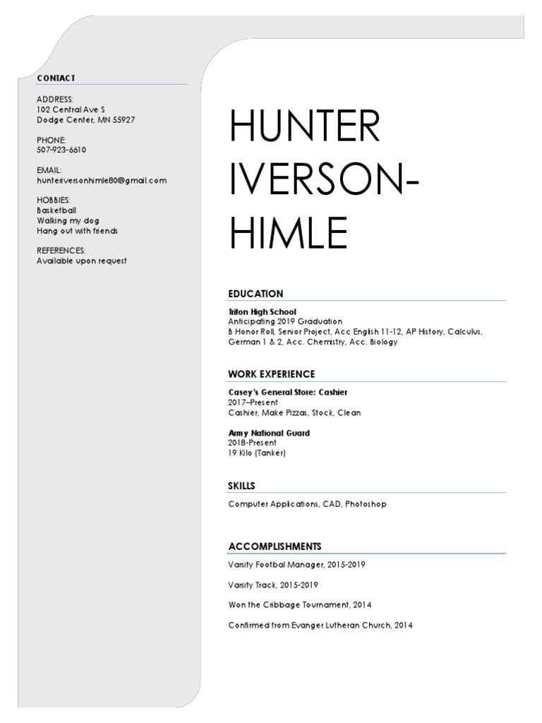 Hunter Iverson-Himle Resume | PDF