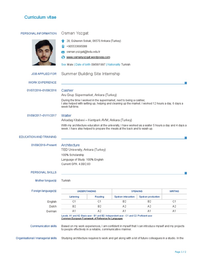 Curriculum Vitae: Osman Yozgat | PDF | Turkey | Cognition