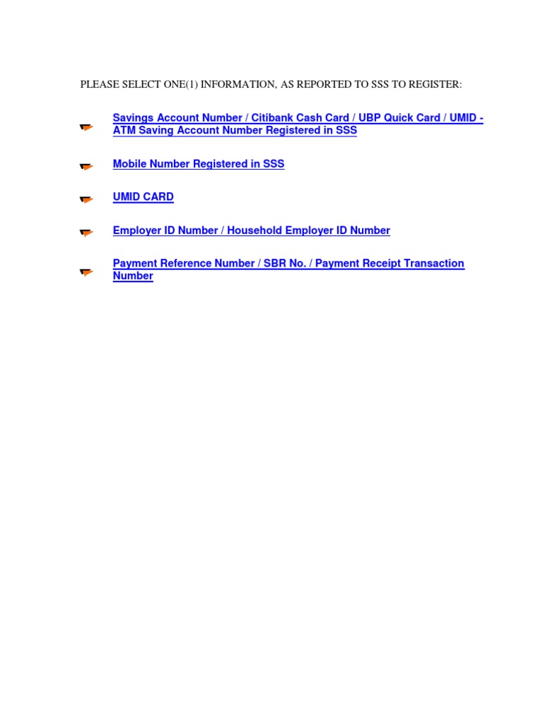 Please Select One (1) Information, As Reported To Sss To Register | PDF ...