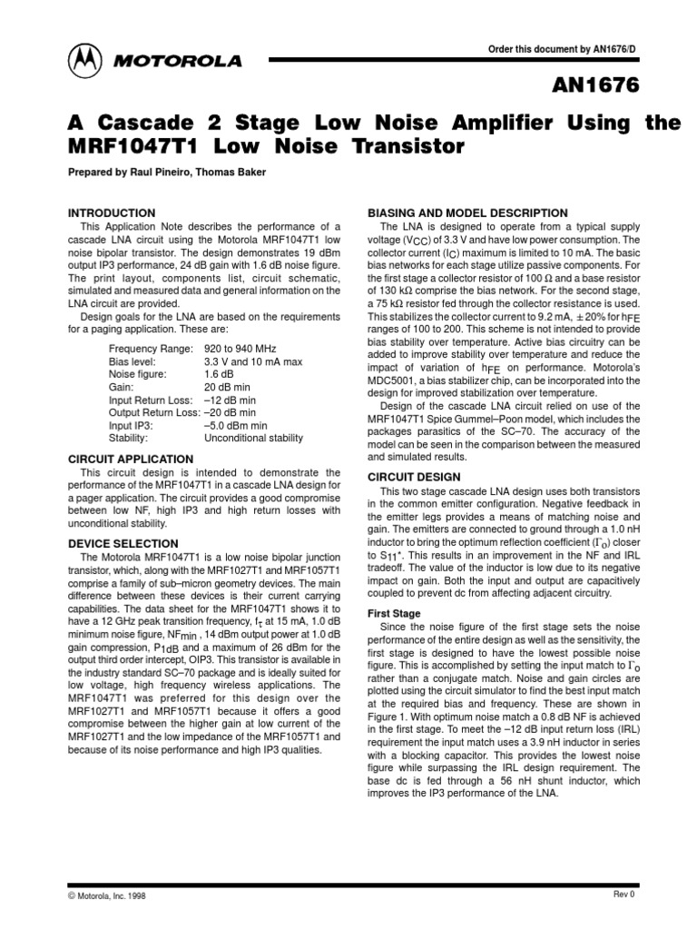 Biasing and Model Description: Prepared by Raul Pineiro, Thomas Baker ...