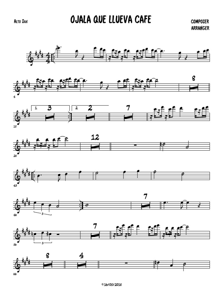 OJALA QUE LLUEVA CAFE - Alto Sax PDF | PDF