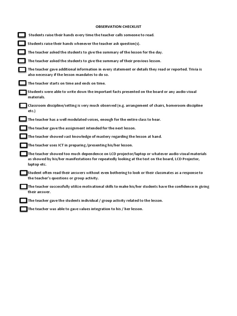 Observation Checklist | PDF