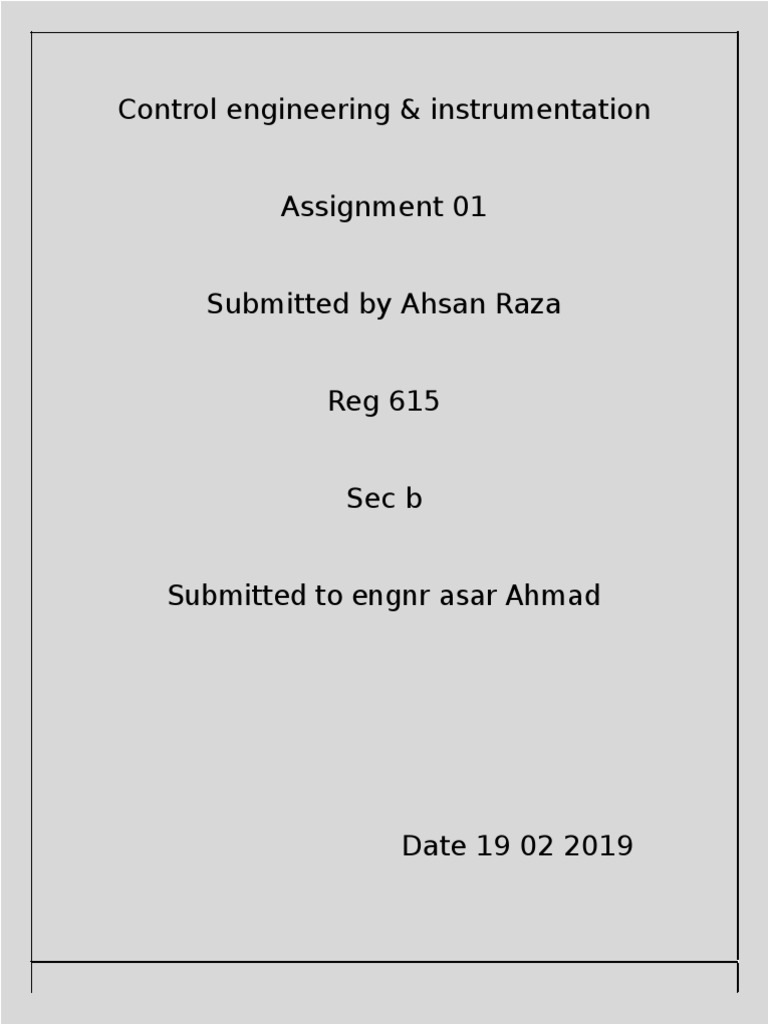 Assignment Control 615. | PDF | Control Theory | Control System