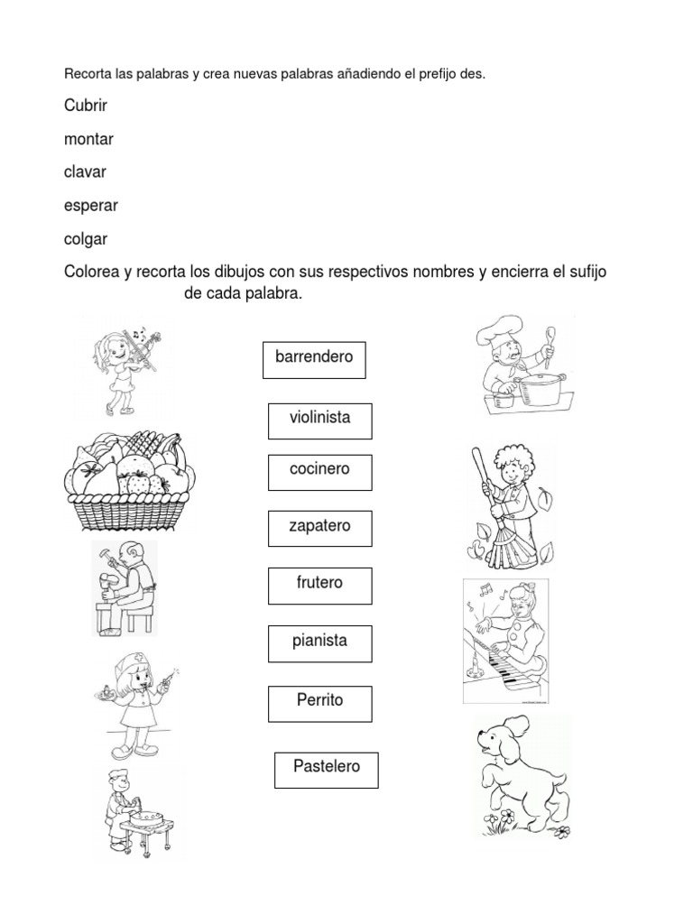 Hoja de Trabajo Sufijos y Prefijos | PDF