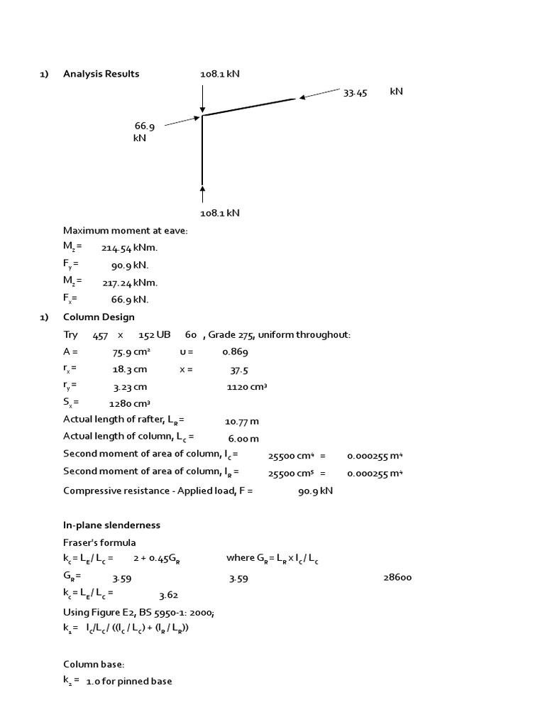 Portal Frame Design | PDF | Solid Mechanics | Mechanical Engineering