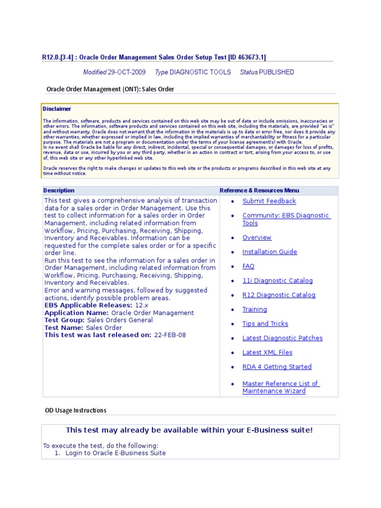 Oracle Order Management Sales Order Setup | PDF | Oracle Database ...