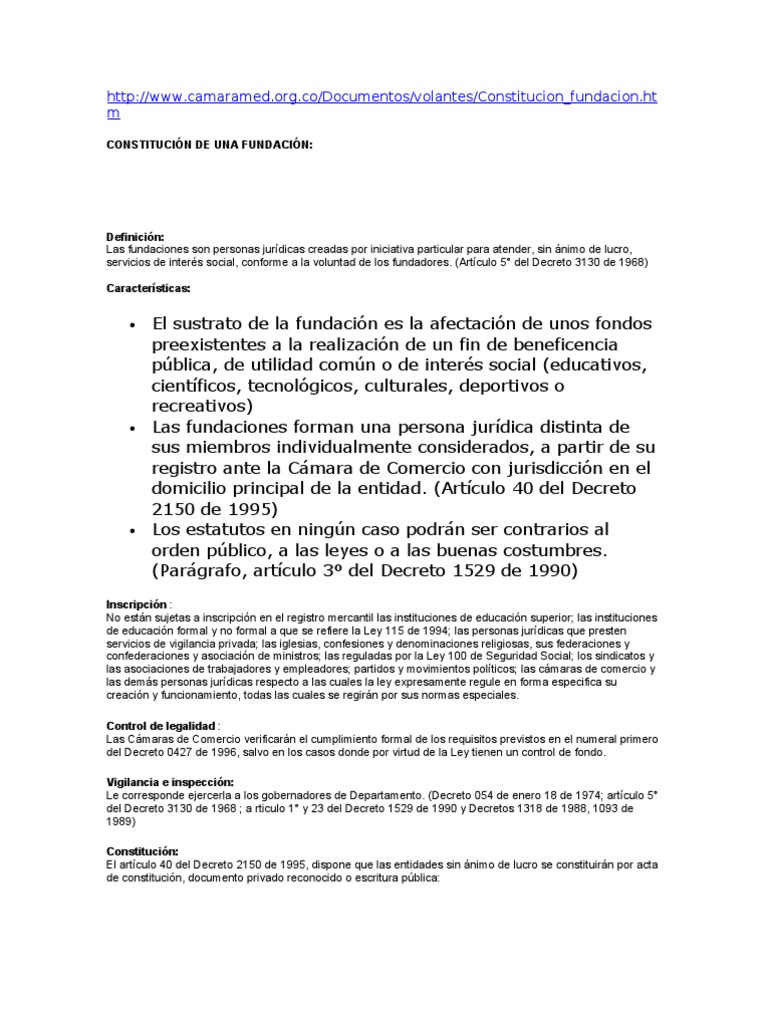 Constitucion de Una Fundacion | PDF | Fundación (sin fines de lucro) | Sociedad de ...