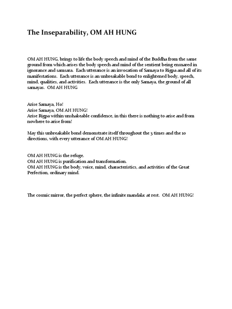 The Inseparability of Om Ah Hung | PDF