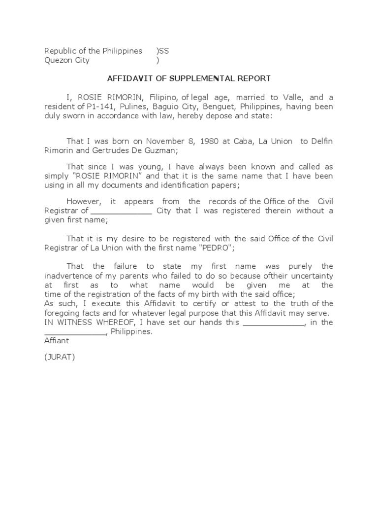 Affidavit of Supplemental Report | PDF