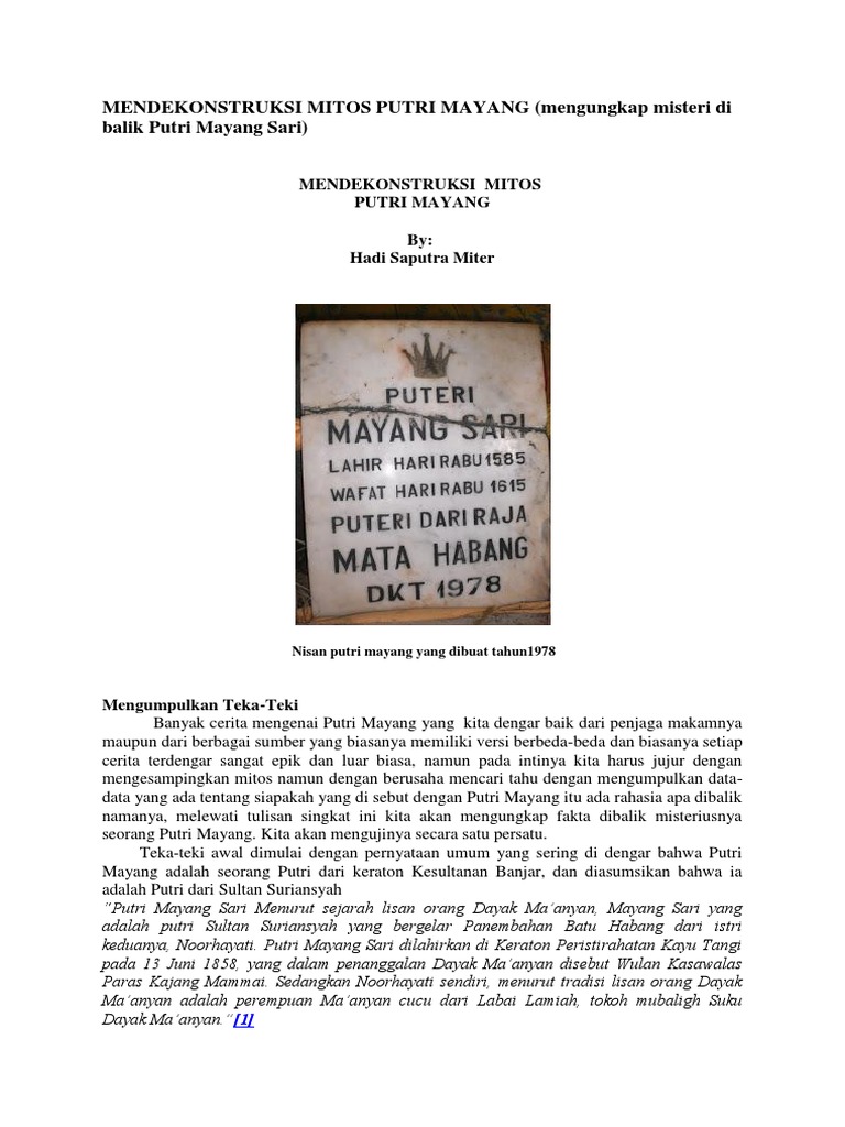 Sejarah Putri Mayang Sari | PDF