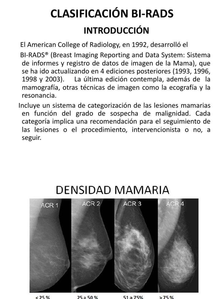 Clasificación BI-RADS | Descargar gratis PDF | Cáncer de mama | Mamografía