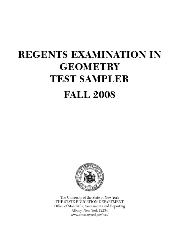 Regents Examination in Geometry Test Sampler Fall | PDF | Regents ...