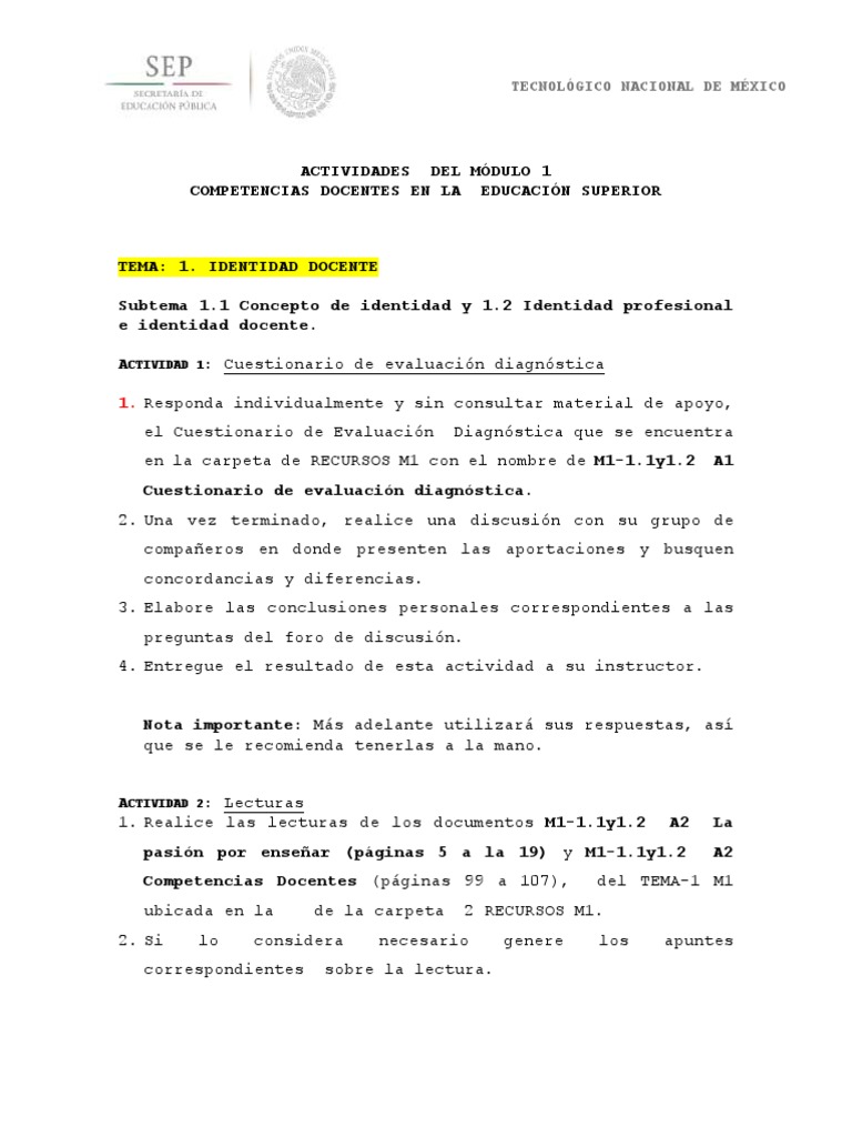 Módulo 1 - Tema 1 - Actividades | PDF