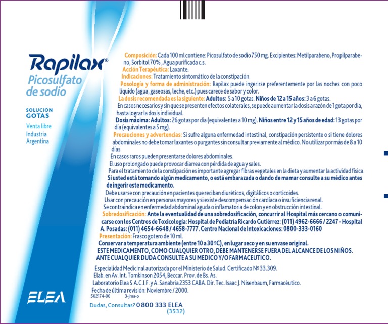 Rapilax Gotas 10 ML Vta Libre 502174 00 PDF | PDF | Medicamentos con ...
