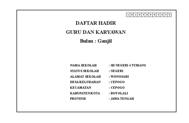 Cover Absen Guru Dan Karyawan | PDF