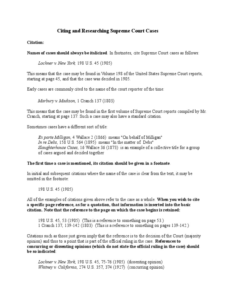 Supreme Court Citations | PDF | Citation | Supreme Court Of The United ...