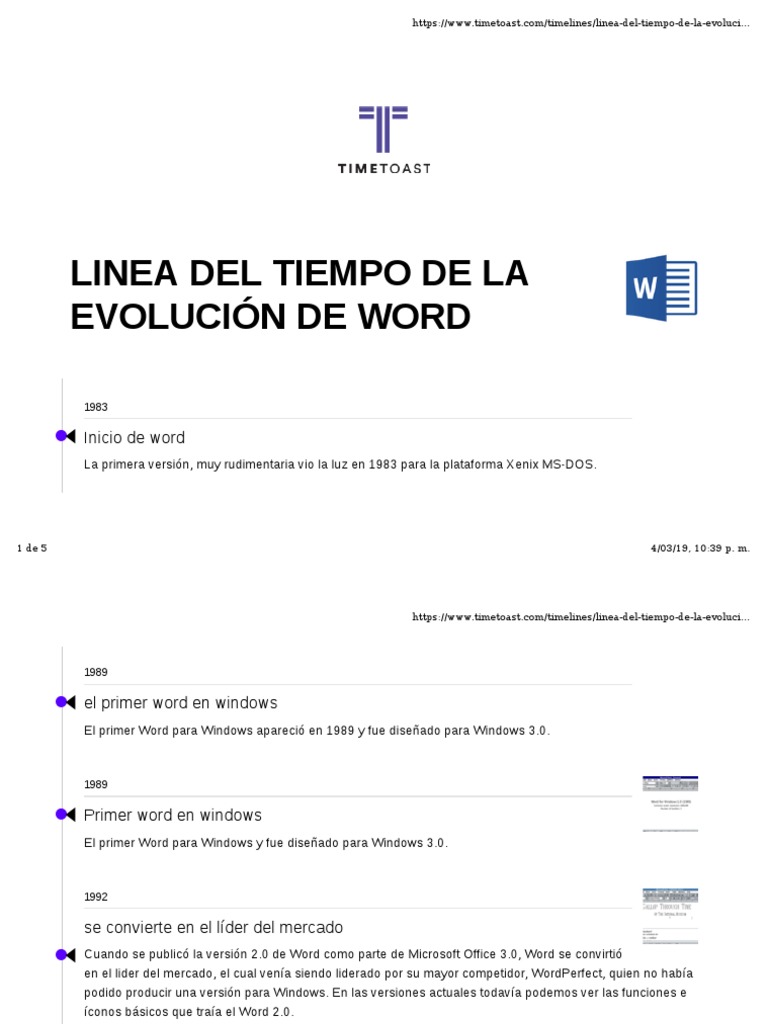 Evolución de Microsoft Word: Línea del Tiempo | PDF | Microsoft Word ...
