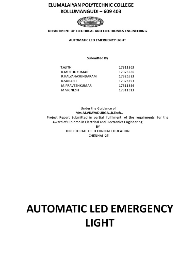 Automatic Led Emergency Light | PDF | Filter (Signal Processing) | Inductor