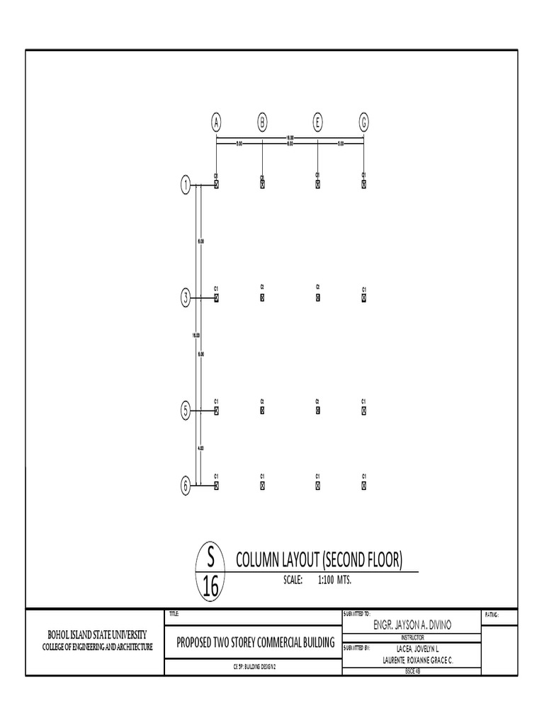 Column Layout (Second Floor) : Proposed Two Storey Commercial Building ...