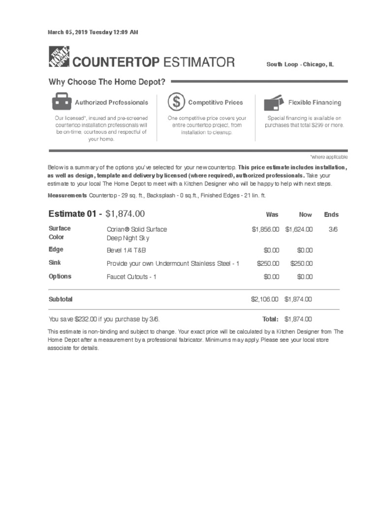 Countertop Estimate | PDF