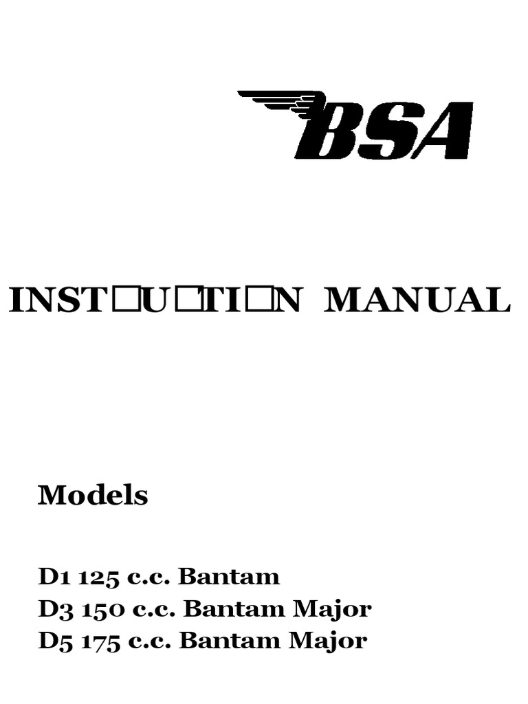 BSA Bantam Owner's Guide | PDF | Clutch | Piston