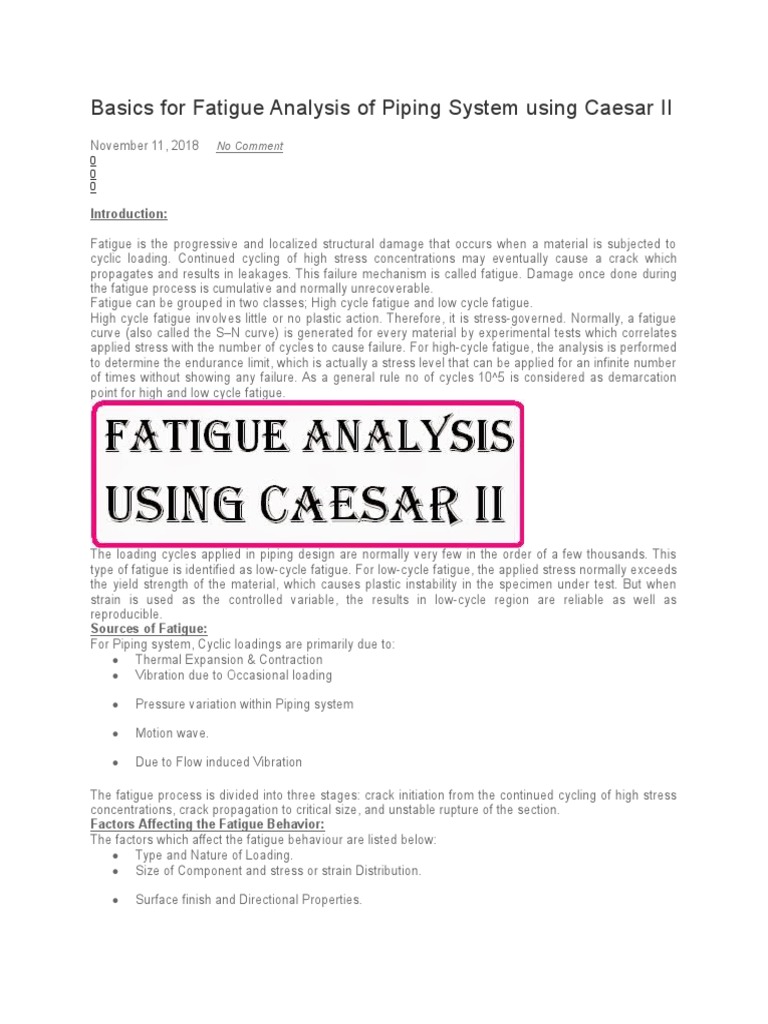 Basics For Fatigue Analysis of Piping System Using Caesar II | PDF ...