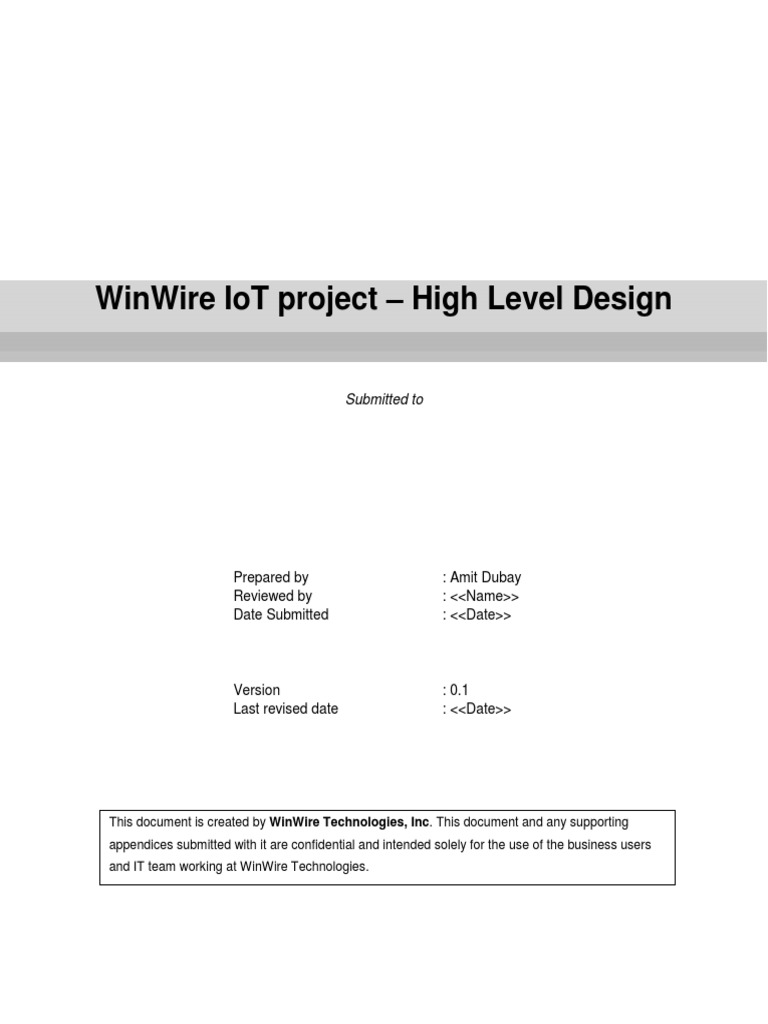 WinWire IoT Project-HLD-0.1 | PDF | Web Application | Microsoft Azure