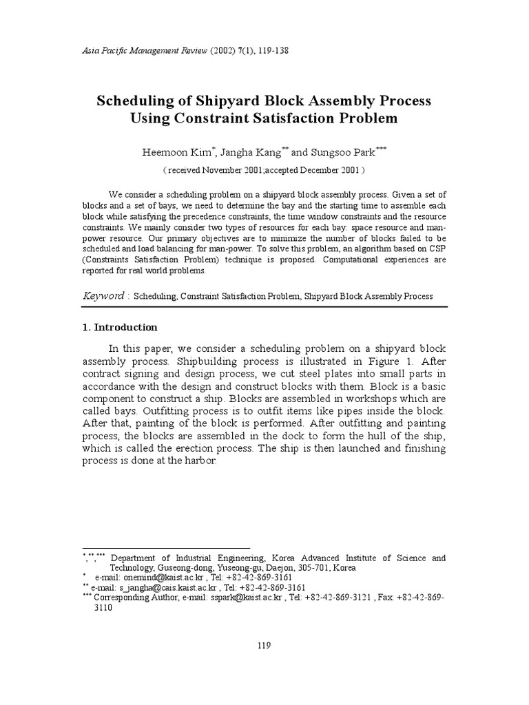 Scheduling of Shipyard Block Assembly Process PDF | PDF | Algorithms ...