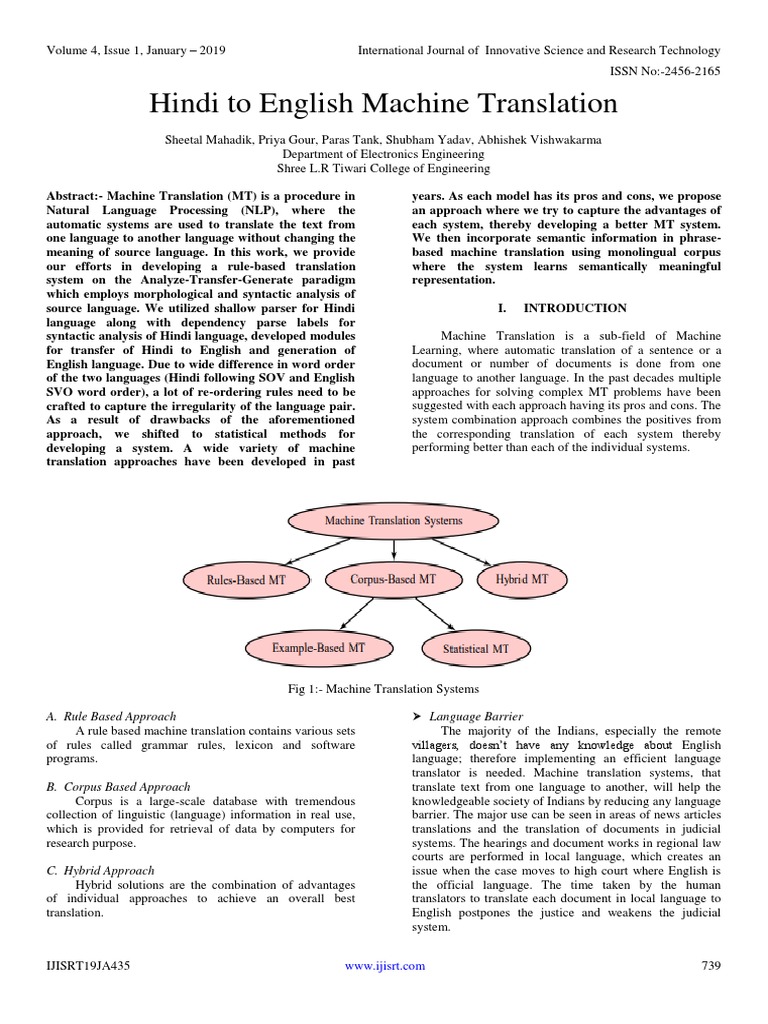 Hindi To English Machine Translation | PDF | Parsing | Programming Language