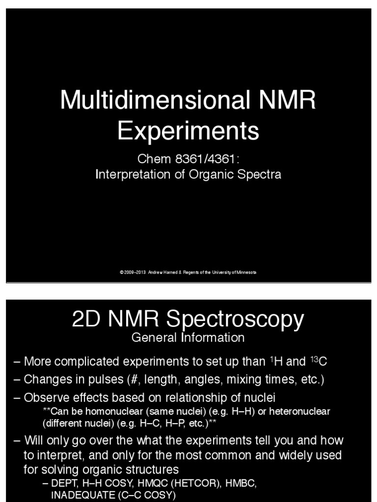 2D NMR PDF | PDF | Two Dimensional Nuclear Magnetic Resonance Spectroscopy | Nuclear Magnetic ...
