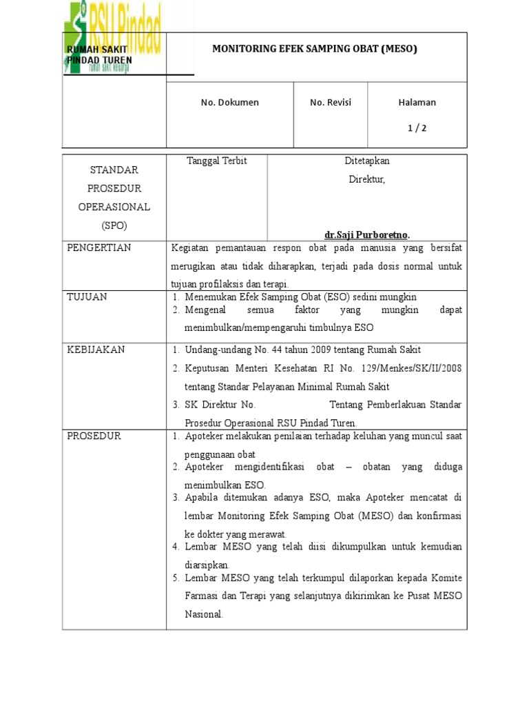 Spo Monitoring Efek Samping Obat (Meso) | PDF