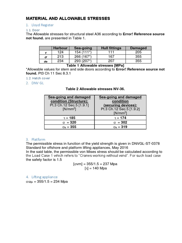 Material and Allowable Stresses | PDF